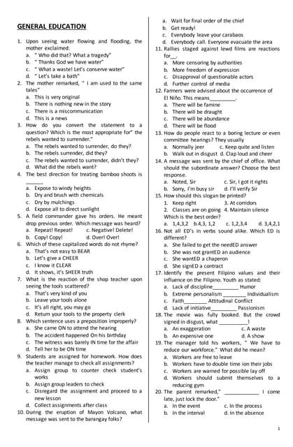 GENERAL EDUCATION- LET REVIEWER | PDF