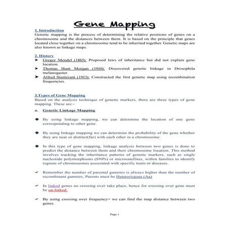Gene Mapping / Linkage Mapping Pdf Notes | PDF