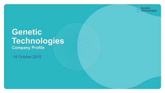Genetic technologies Investor Presentation | PPT