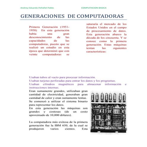 Generaciones de_computadoras | DOCX | Computing | Technology & Computing