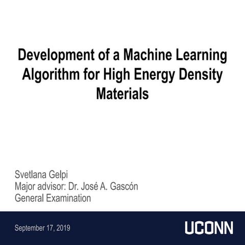 Development of a Machine Learning Algorithm for High Energy Density Materials | PDF