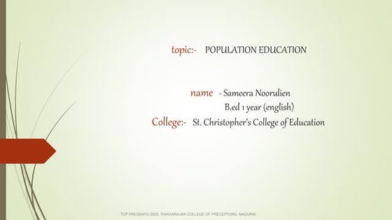 Population education | PPTX | Education