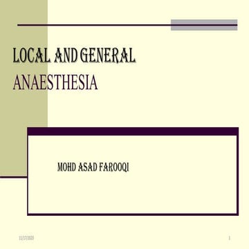 General anaesthesia and local anaesthesia | PDF