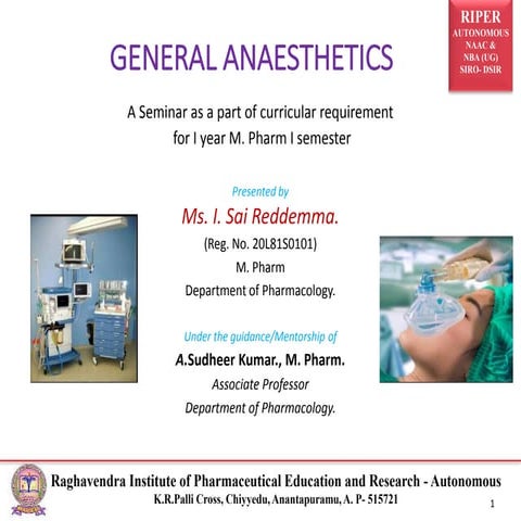 General Anaesthetics | PPTX