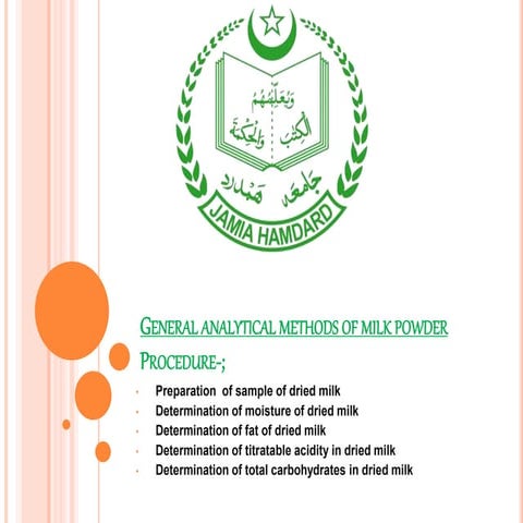 General analytical methods of milk powder final | PPTX