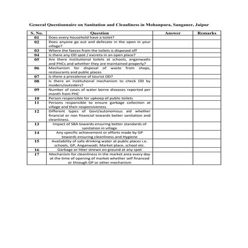 General and household questionnaire | PDF