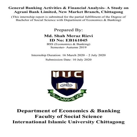 General banking activities and financial analysis of Agrani Bank Ltd | PDF