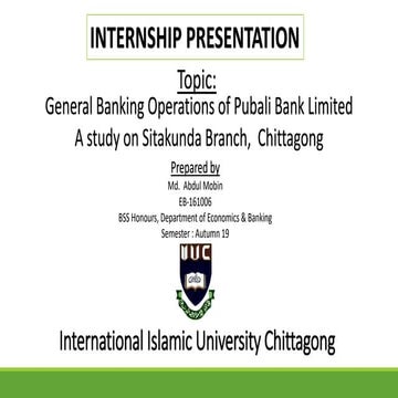 General banking operations of Pubali bank ltd | PDF