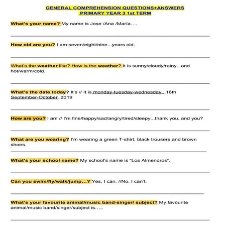 General comprehension questions+answers | PDF