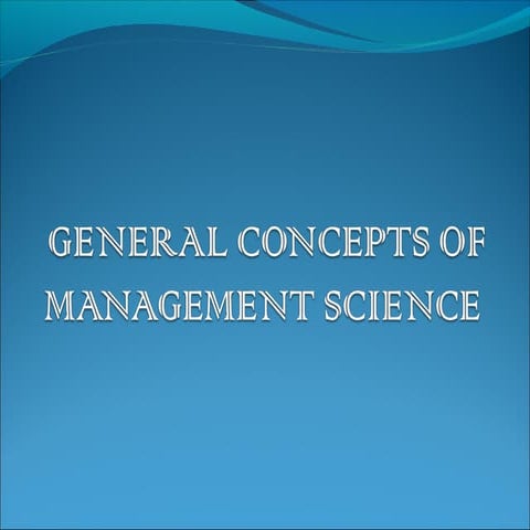 General concepts of manegerial science | PPT