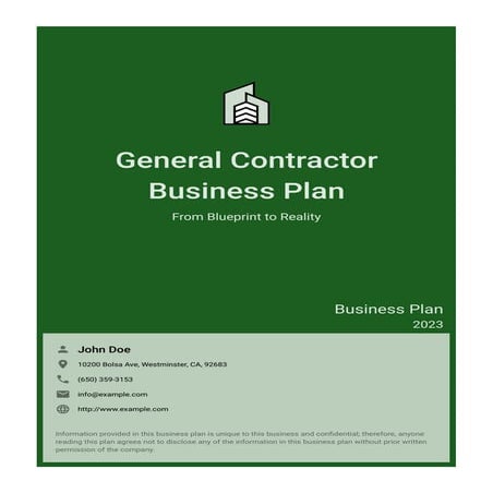 general contractor business plan example | PDF