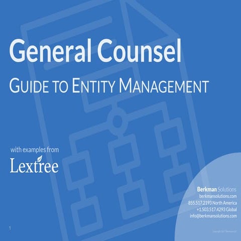 General Counsel Guide to Entity Management | PDF