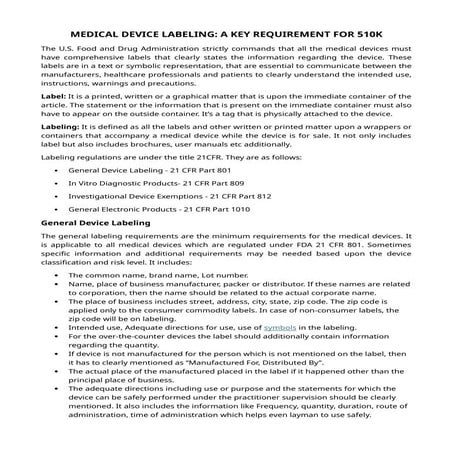 Medical Device Labeling: A Key Requirement For 510k.docx