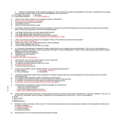 Test type questions | DOCX