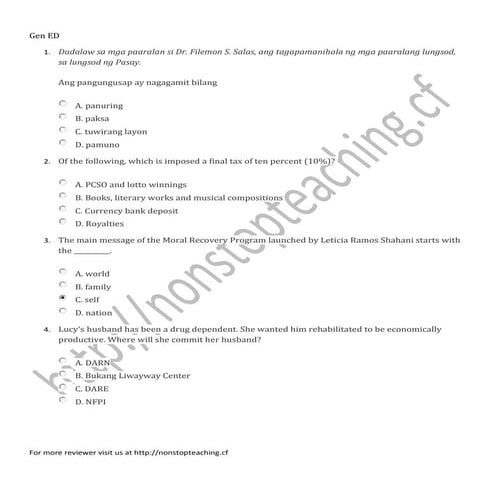 LET Sample Exam General education set a | DOC