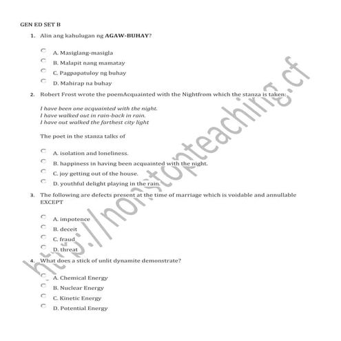 LET Sample Exam General education set b | PDF