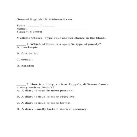 General English IV Midterm ExamScore ______ ______Name _.docx