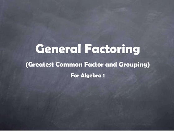 Greatest Common Factor | PPT