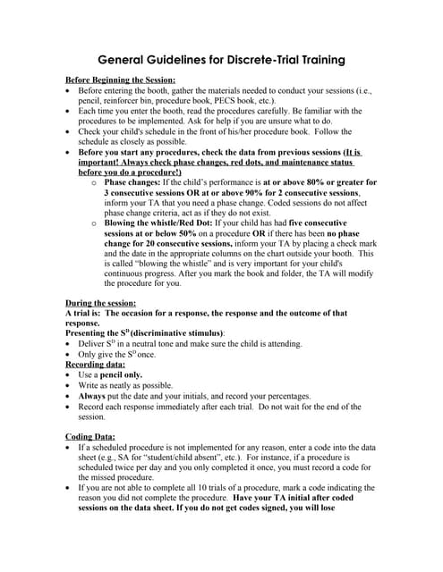 Discrete trial monitoring | PDF