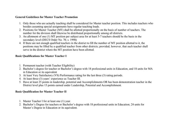 DepED Master Teacher I and II | PPT