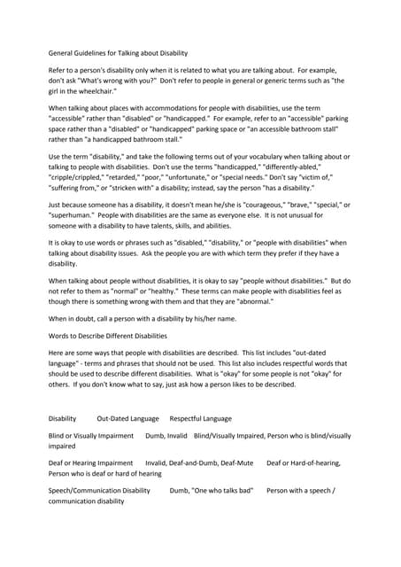 Disability terminology | PDF
