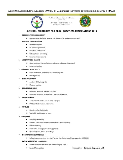 AWSA GUIDE ON 5 BASIC MASSAGE STROKES (DOH) | DOCX