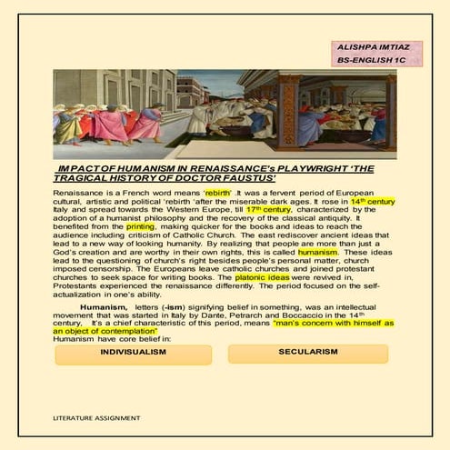 General impact of humanism in renaissance | DOCX