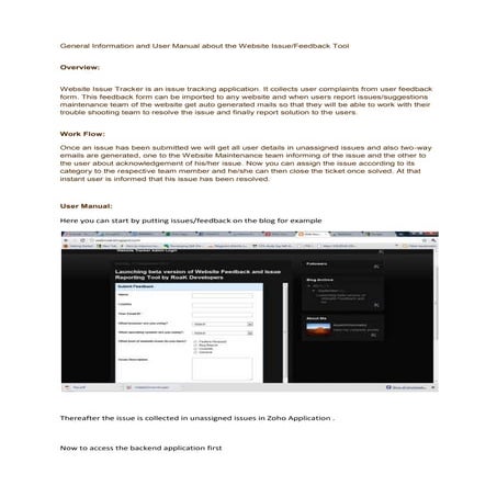 General information and user manual about the website issue | PDF