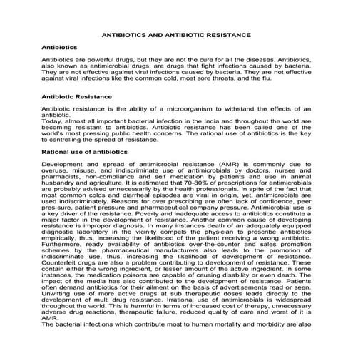 General information on antibiotics and antibiotic resistance | PDF
