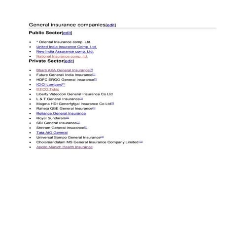 General insurance companies | DOCX