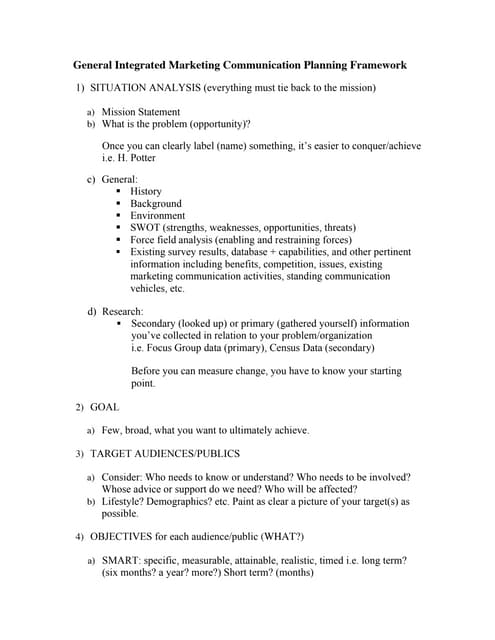 Creating a marketing communications plan tools | PDF