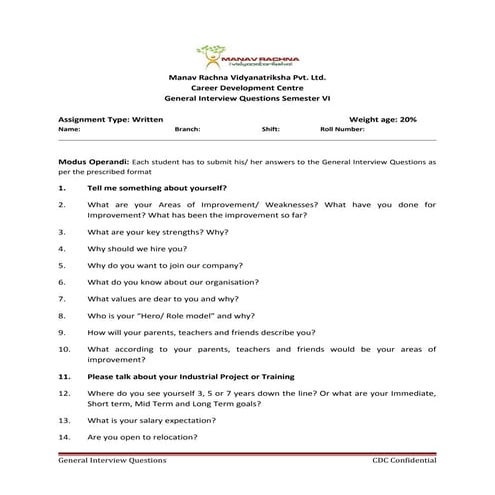 General interview questions (1) | PDF