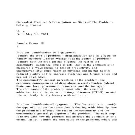 Generalist Practice A Presentation on Steps of The Problem-Solv | PDF