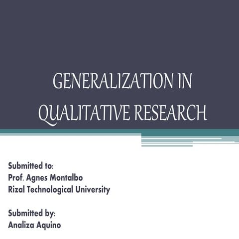 Generalization in Qualitative Research | PPTX | Education