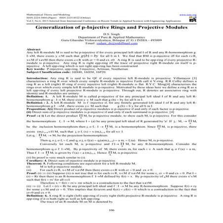 Generalization of p injective rings and projective modules | PDF