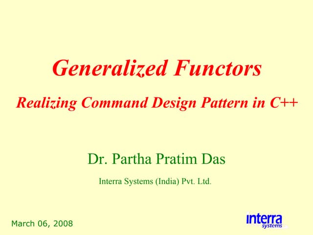 Generalized Functors Realizing Command Design Pattern In C Ppt 9091
