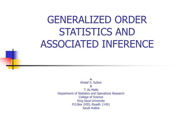Generalized Order Statistics And Ppt