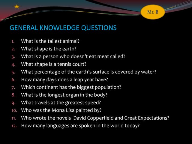General knowledge questions | PPTX