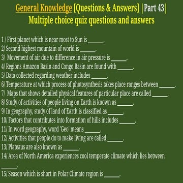 General Knowledge [Questions & Answers] | Part 49 | | PDF