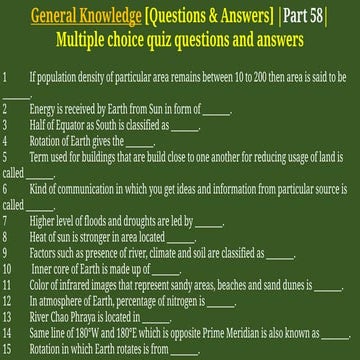 General Knowledge [Questions & Answers] | Part 58 | | PDF