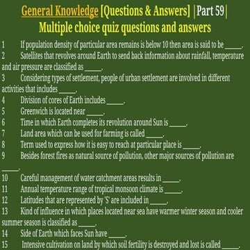 General Knowledge [Questions & Answers] | Part 59 | | PPT