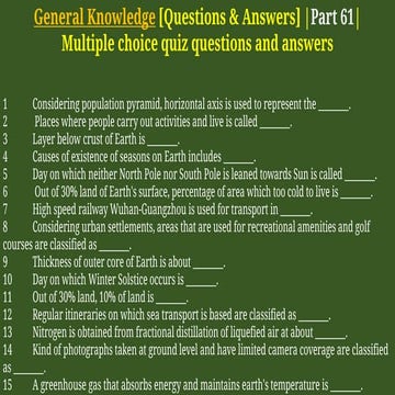 General Knowledge [Questions & Answers] | Part 61 | | PDF | Geography ...