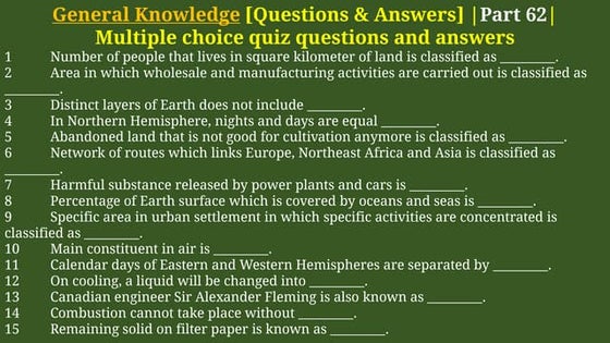General Knowledge [Questions & Answers] | Part 59 | | PPT