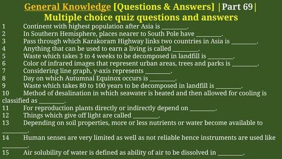 General Knowledge [Questions & Answers] | Part 66 | | PPT
