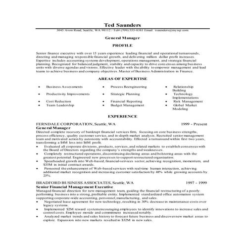 General manager (best) CV template | DOCX