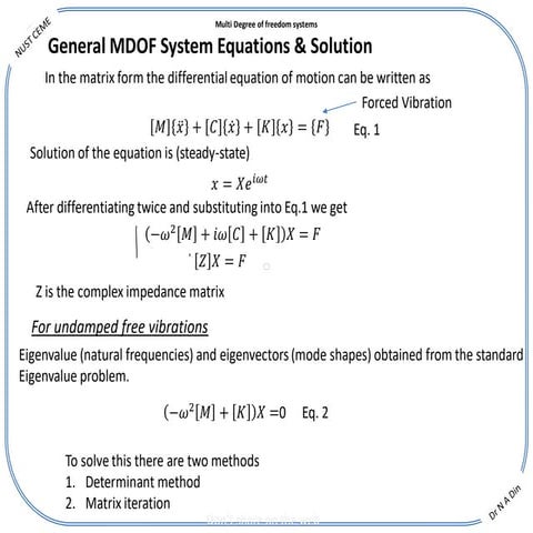 General MDOF System Equations and Solution.pdf