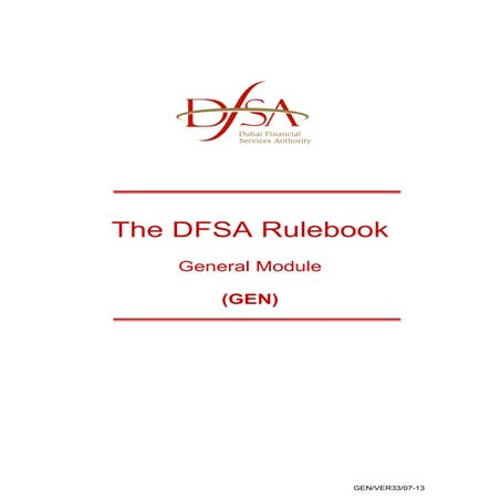 Dubai Financial Services Authority - General Module (GEN) | PDF