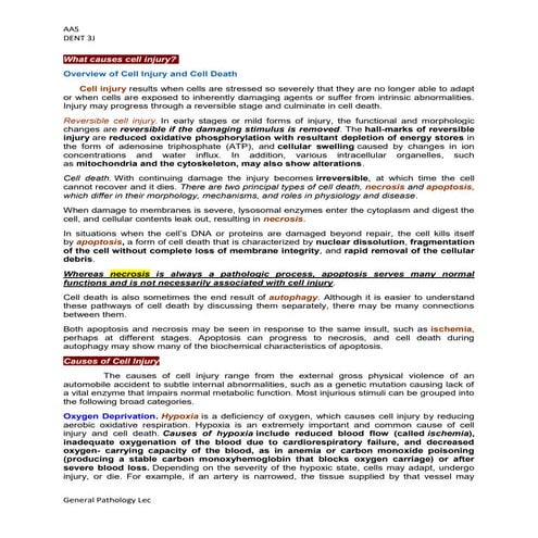 General Pathology Lecture Introduction from Module 1 to Module 3 | PDF