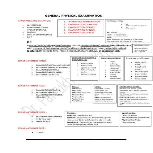 General physical examination (Simple one page) | DOCX