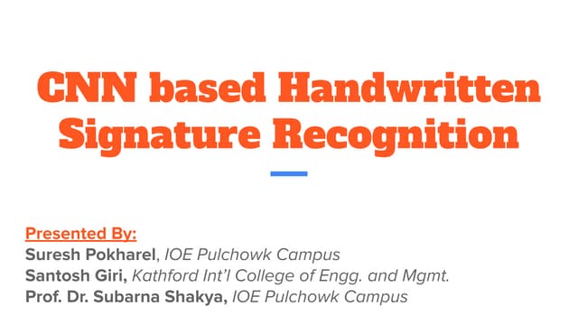 Cnn Based Handwritten Signature Recognition Pdf